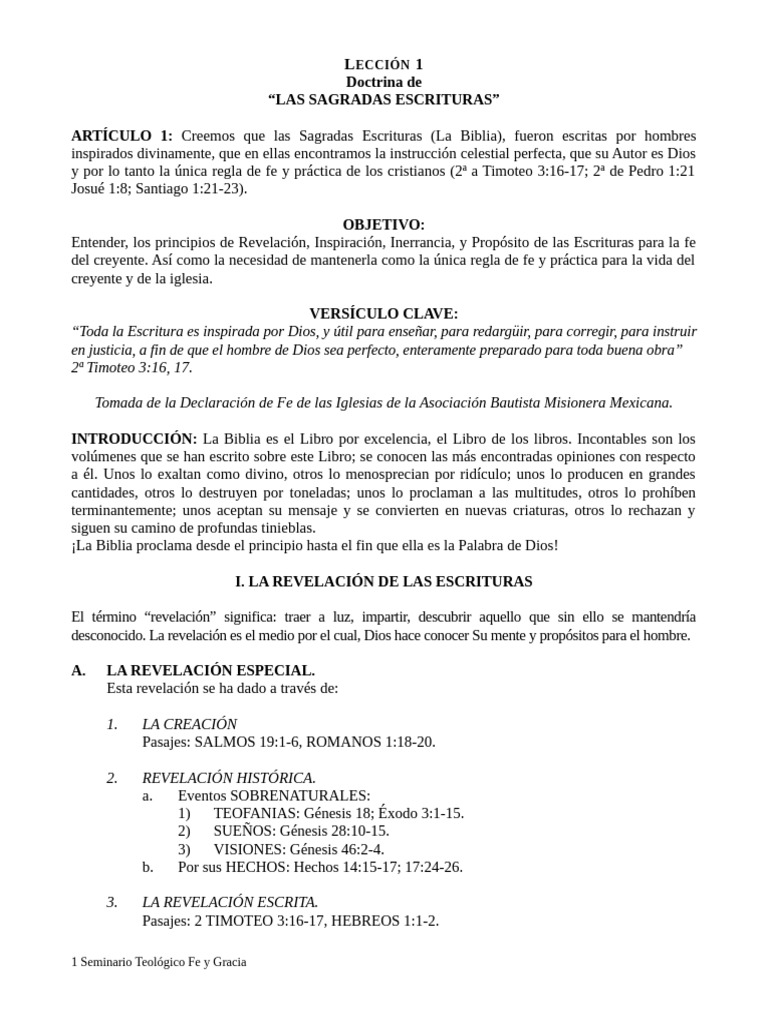 Leccion 1 Las Sagradas Escrituras | PDF | Biblia | Canon bíblico