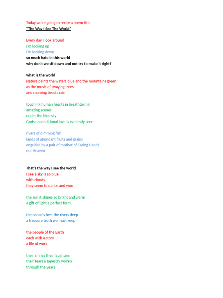 Poem Recital Year 4 | PDF