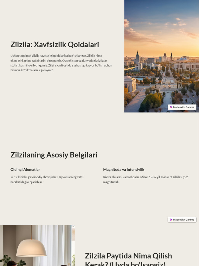 Zilzila Xavfsizlik Qoidalari | PDF