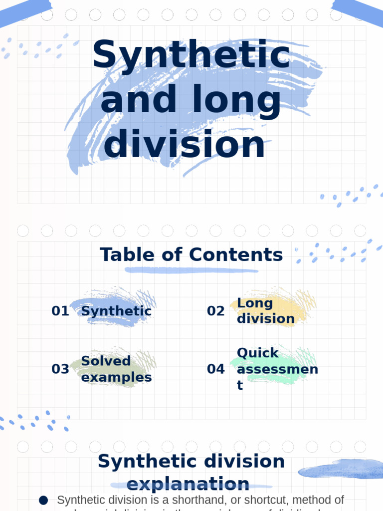 Synthetic and Long Division Guide | PDF
