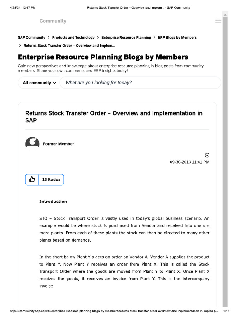 Returns Stock Transfer Order - 1324 | PDF