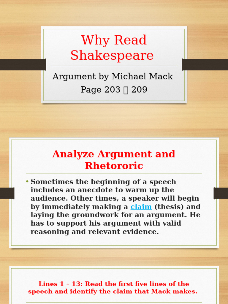Why Read Shakespeare | PDF | Rhetoric | William Shakespeare