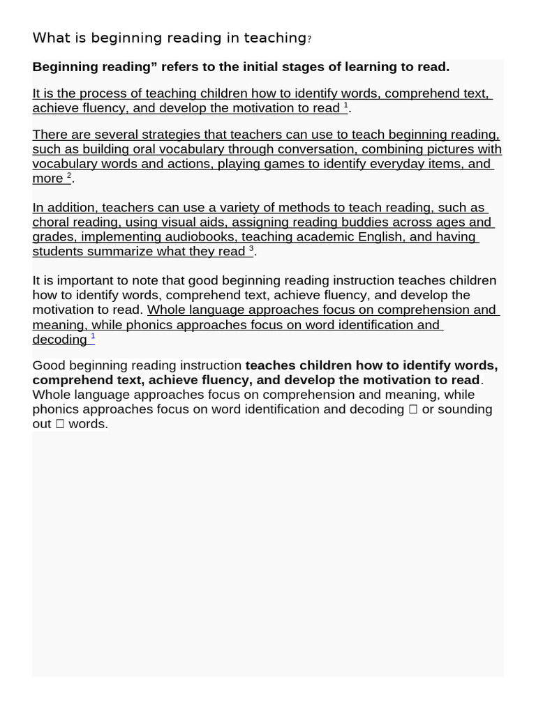 What is beginning reading in teaching | PDF | Phonics | Reading ...