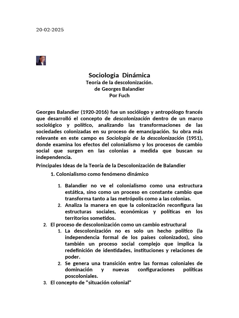 Balandier Sociologia Dinámica | PDF | Poscolonialismo | marxismo