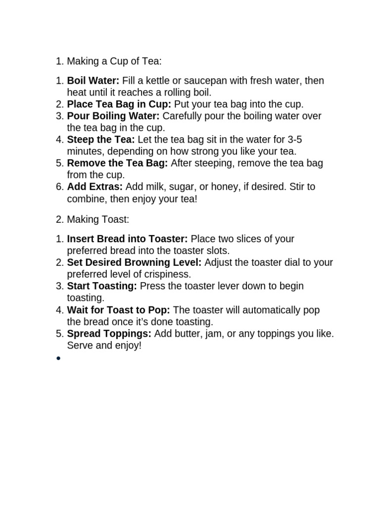 Procedures Making A Cup of Coffee | PDF