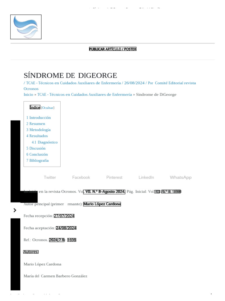Síndrome de DiGeorge - Ocronos - Editorial Científico-Técnica | PDF | Neurología | Síndrome
