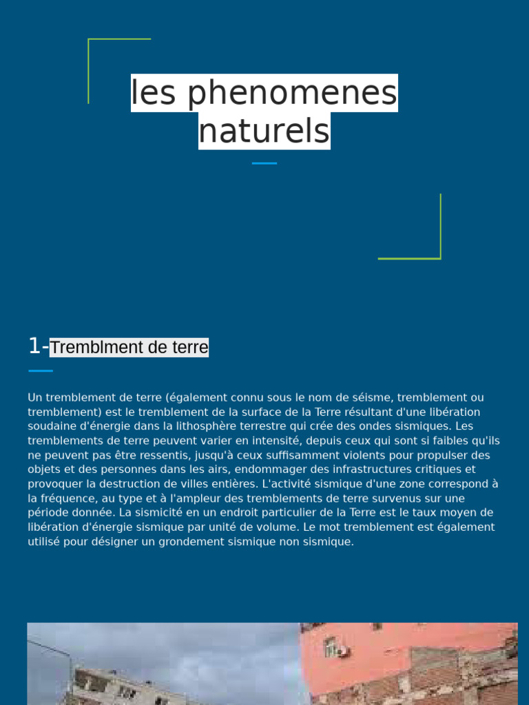Les Phenomenes Naturels | PDF | Volcan | Tremblements de terre
