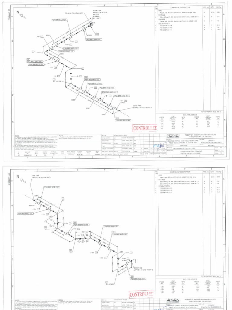 KNT 002 Bm2 Pi1 Iso 032.5203 - 1 - Piping Isometric Drawing Line No. WP As1!4!5203 N | PDF