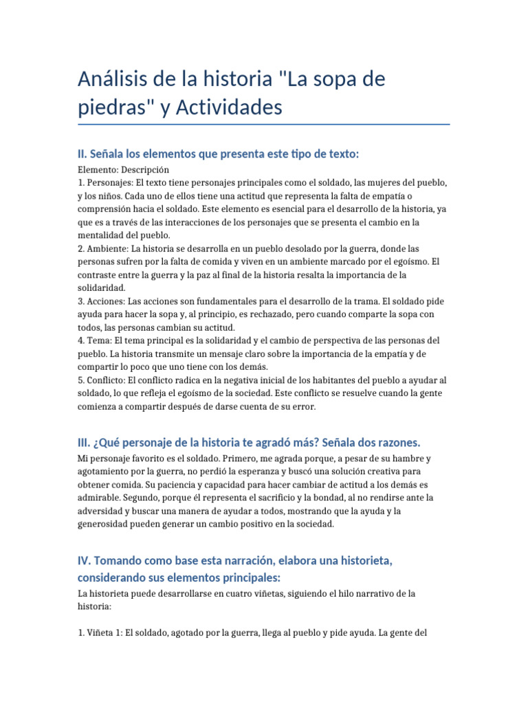 Analisis Extendido Sopa de Piedras | PDF
