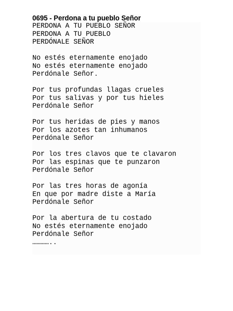 Letra de "Perdona a tu pueblo Señor" | PDF | María, madre de Jesús ...