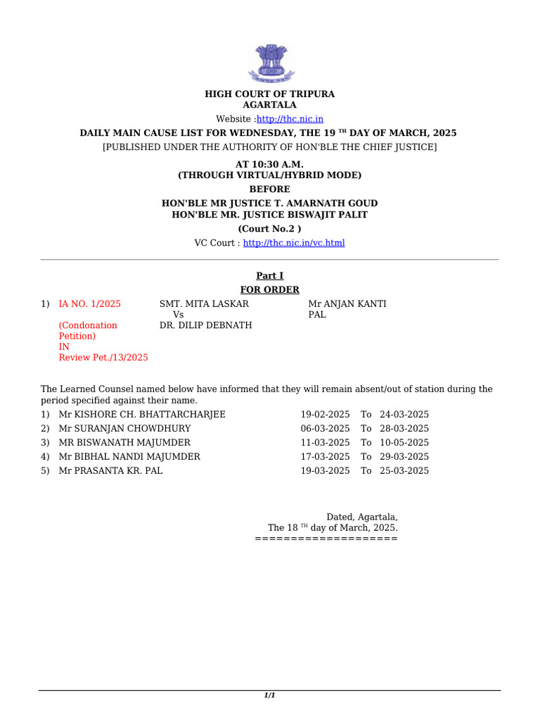 Display - Causelist - 2025-03-18T180737.762 | PDF