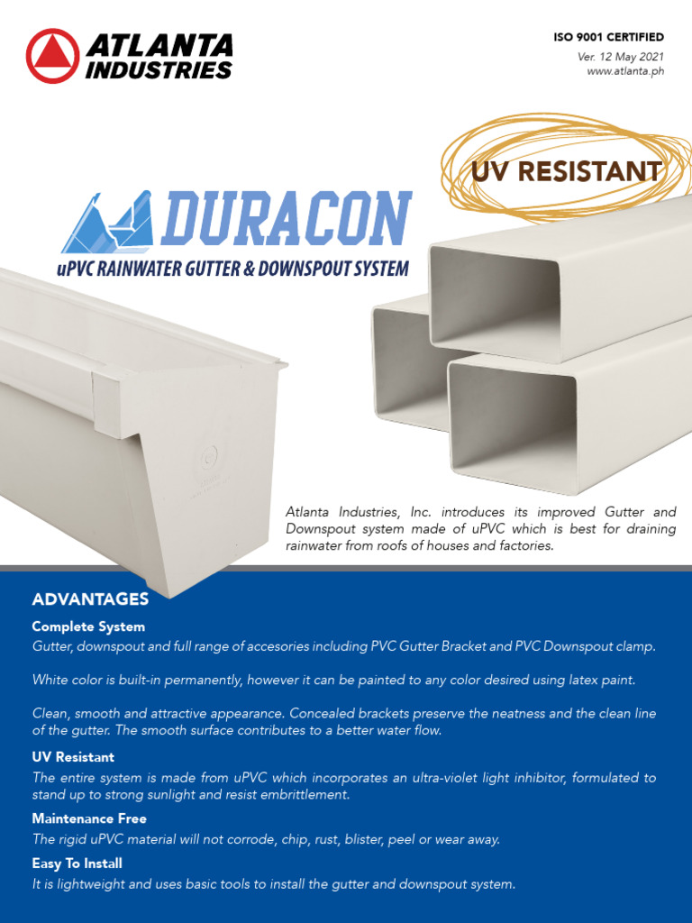 Atlanta uPVC Gutter & Downspout System | PDF | Polyvinyl Chloride ...