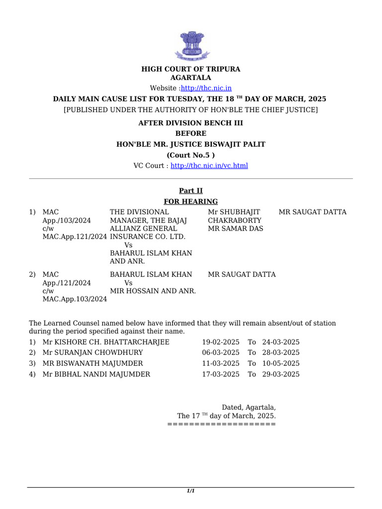 Display Causelist-219 | PDF