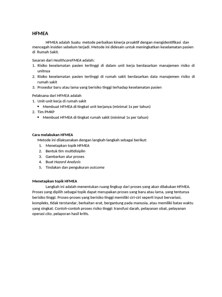 TUGAS HFMEA KEL 3 DI ICU, DR Cecil | PDF