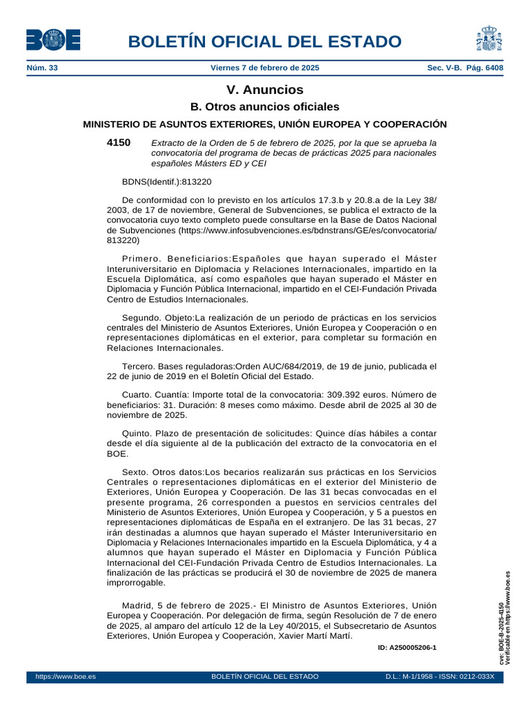 Boe B 2025 4150 | PDF | España | Diplomacia