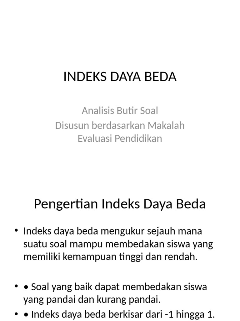 Indeks Daya Beda dalam Soal Ujian | PDF