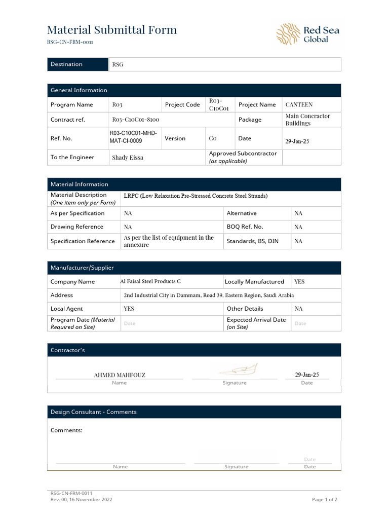 R03-C10C01 - Material Submittal For LRPC (Low Relaxation Pre-Stressed ...