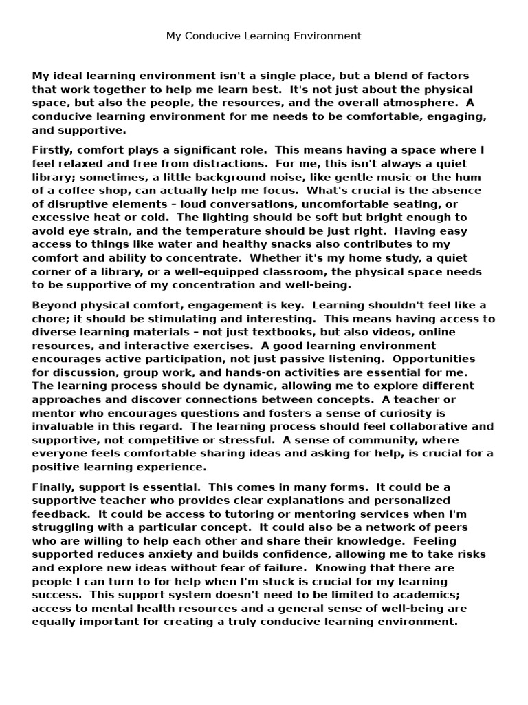 Conducive Learning Environment | PDF | Learning | Classroom
