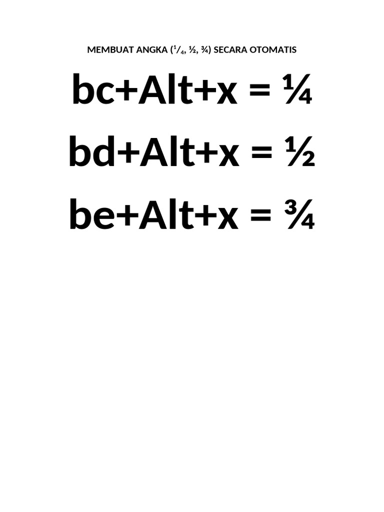 Membuat Angka Seperempat, Seperdua, & Tigaperempat Secara Otomatis | PDF