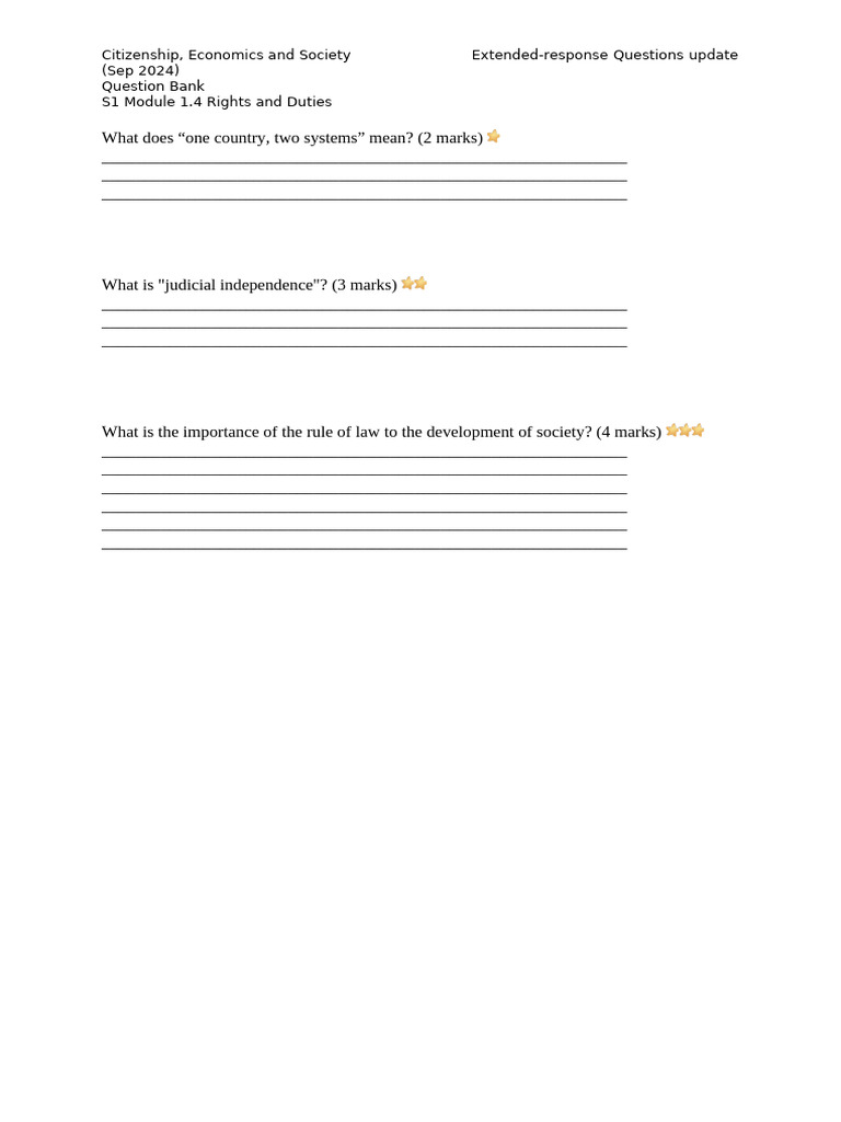 Module 1.4 Extended-Response Questions - New - S 202409 | PDF