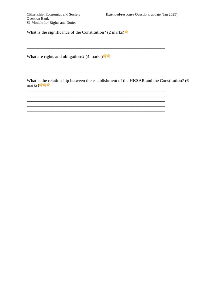 Module 1.4 Extended-Response Questions - New - S 202501 | PDF