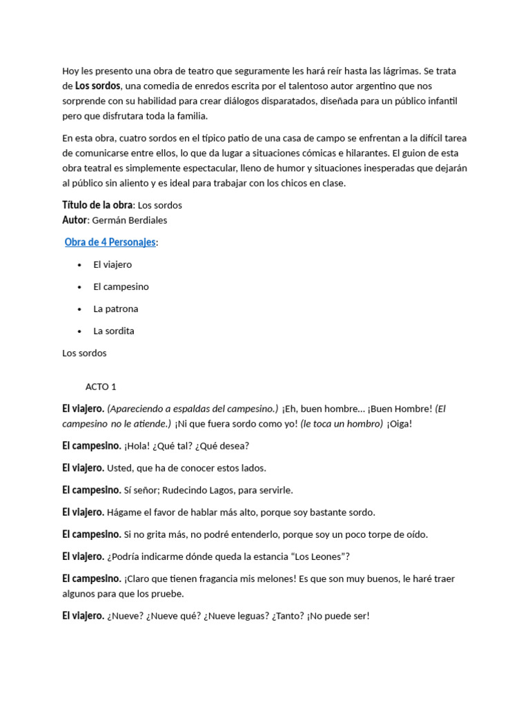 Obar de Teatro Los Sordos | PDF