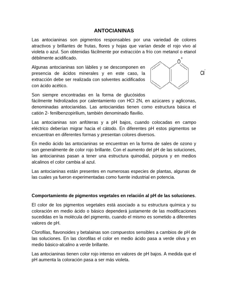 Estructura y estabilidad de antocianinas | PDF | Ácido | Compuestos ...
