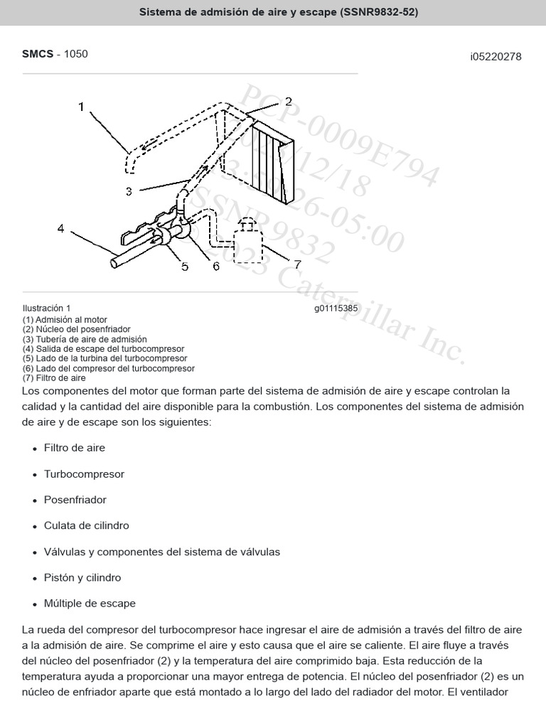 SIS Sistema de Admision y Escape Cat c15 | PDF | Turbocompresor | Turbina