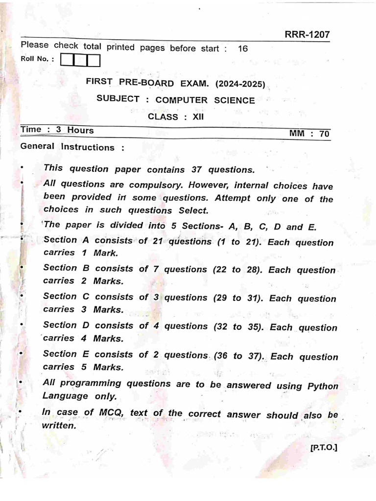 QP 12 Cs Pb1 Ro Delhi 2024 | PDF