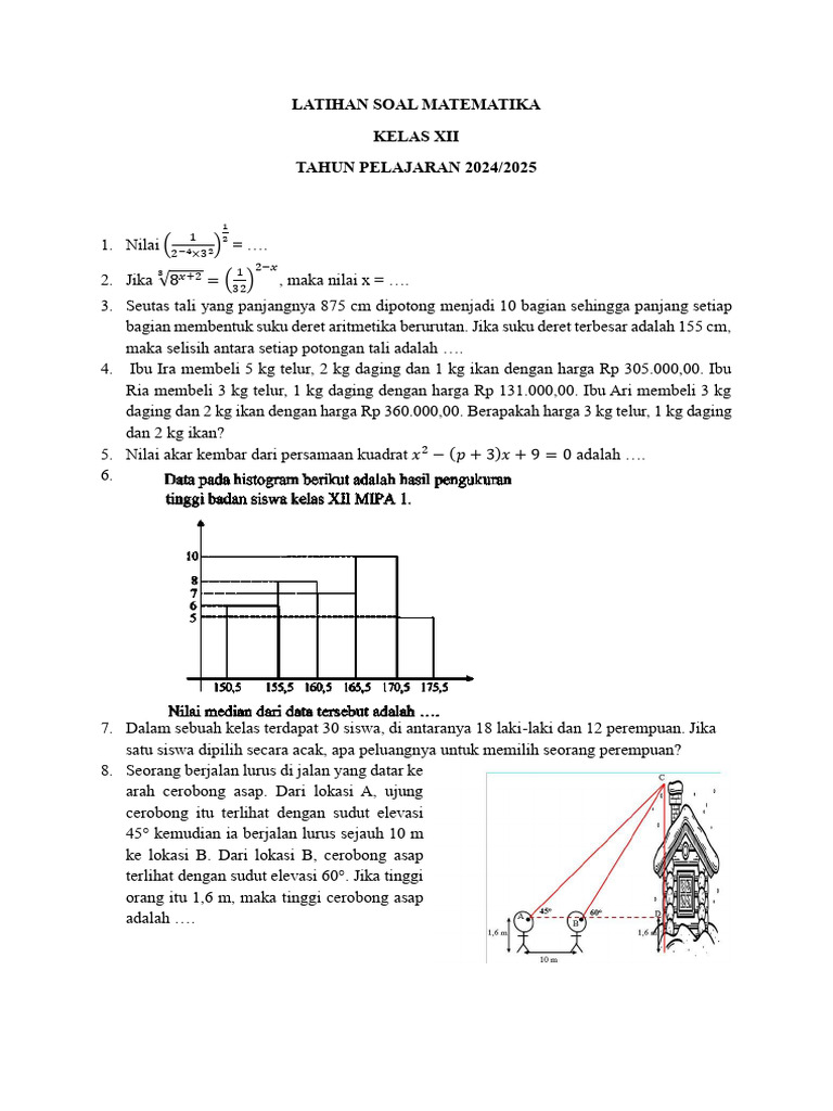 Latihan Soal Matematika Kelas Xii 2025 | PDF