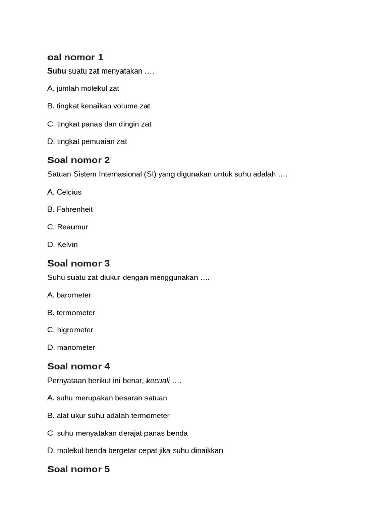 Soal2 Suhu Dan Pemuaian Kls 7 Ta 2021 | PDF
