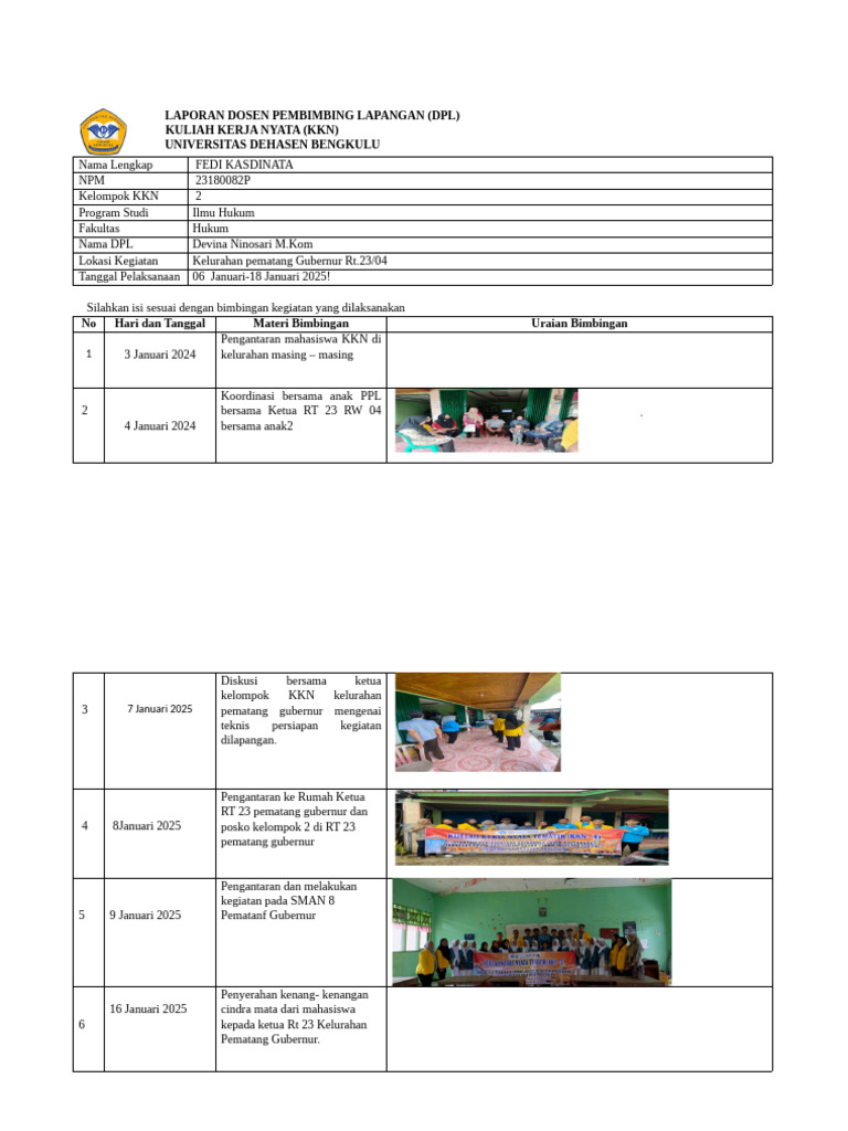 Format Logbook DPL | PDF