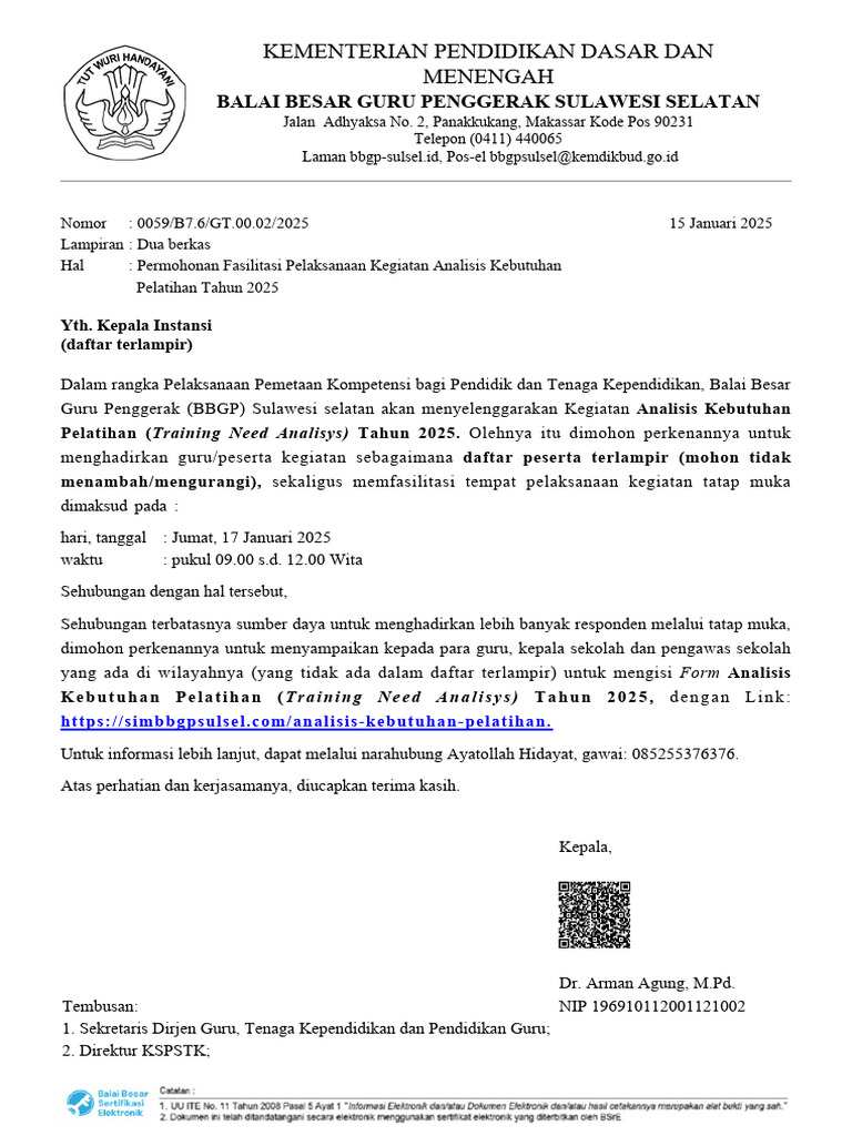 Permohonan Fasilitasi Pelatihan 2025 | PDF