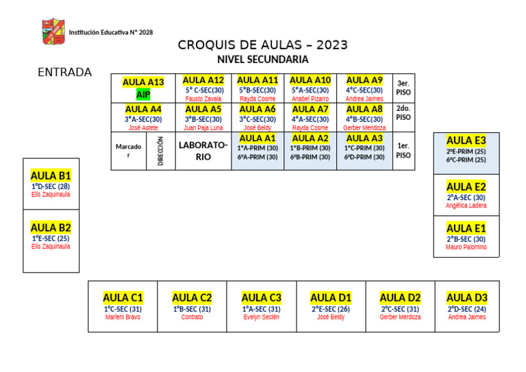 CROQUIS DE AULAS 2023 - SECUNDARIA | PDF