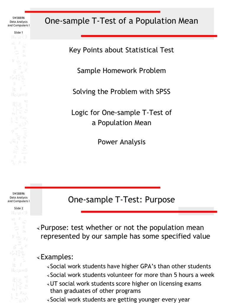 Homework Problems - One-Sample T-Test | PDF | Statistical Power ...