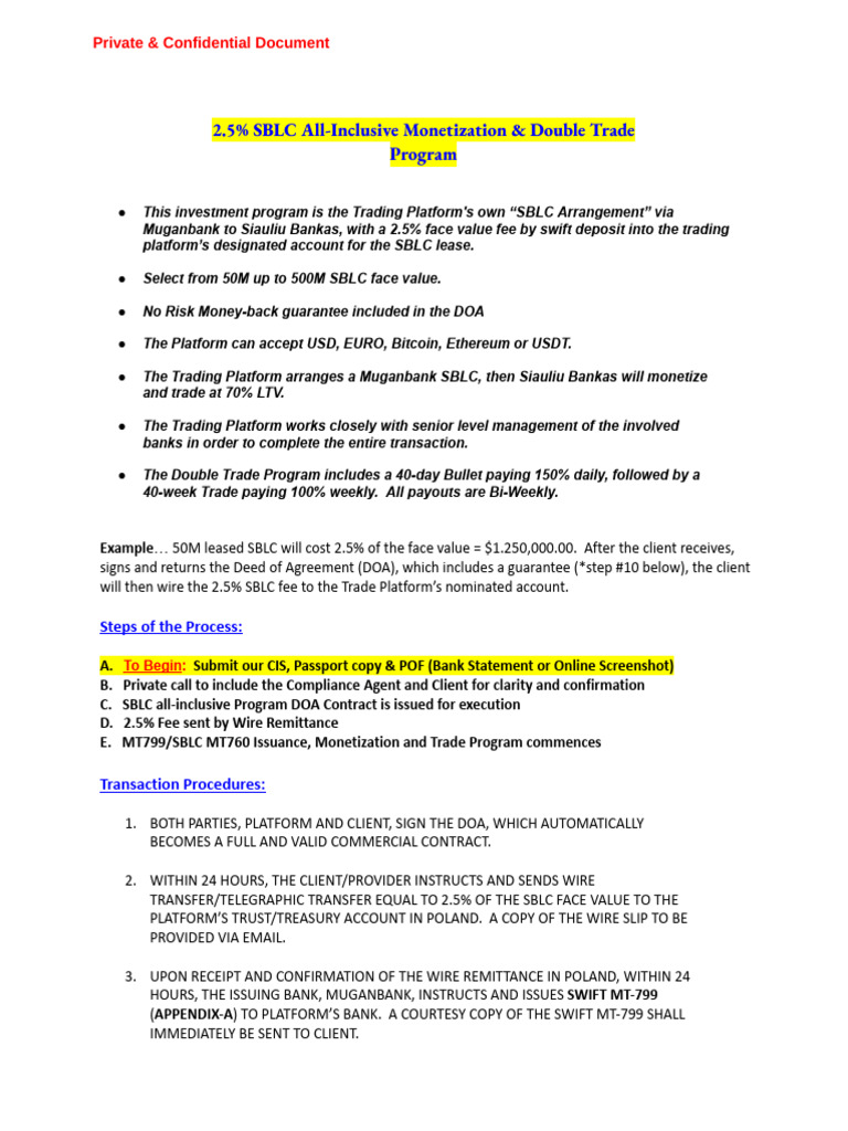 2.5 Percent SBLC All Inclusive Program ... CG | PDF | Letter Of Credit ...