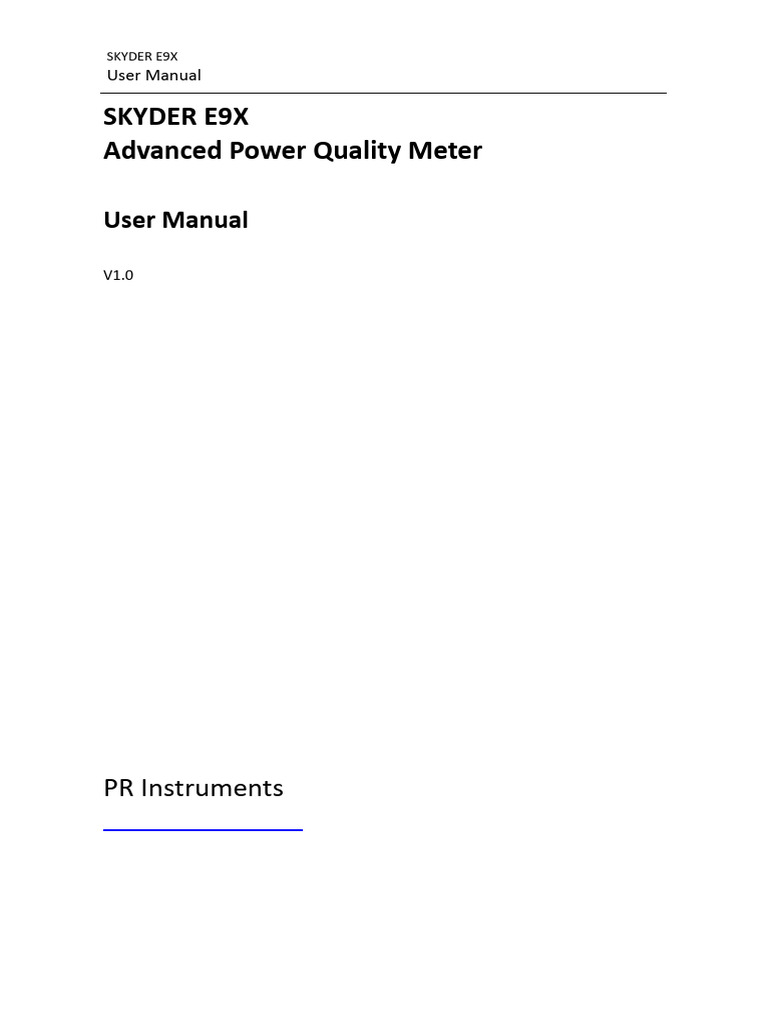 SKYDER E9X Power Quality Meter Manual | PDF | Power Supply | Ac Power