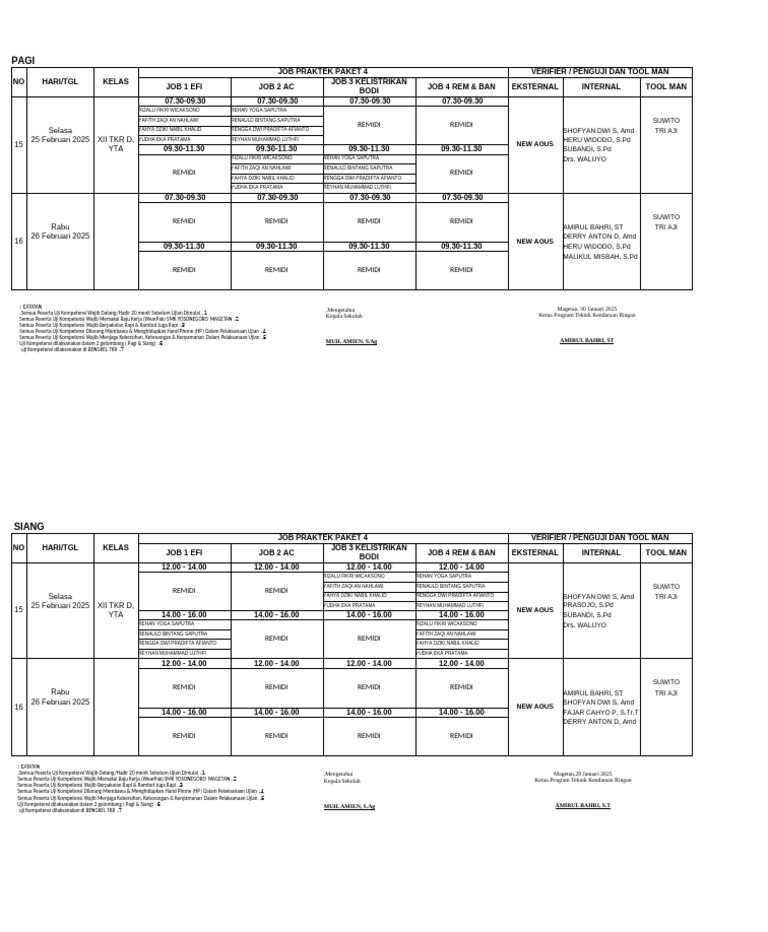 Jadwal Ukk TKR 2025 | PDF