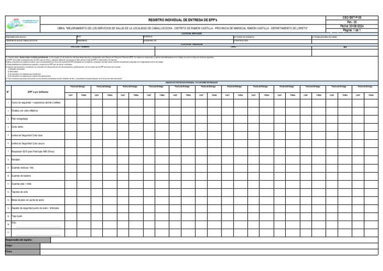 CSC-SST-F-05 - Registro Entrega Epps | PDF