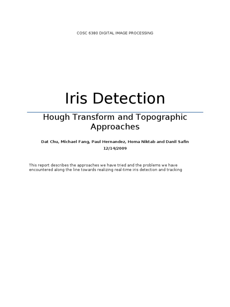 Real-Time Iris Detection Through Hough Transform and Topographic Approaches | PDF | Support ...