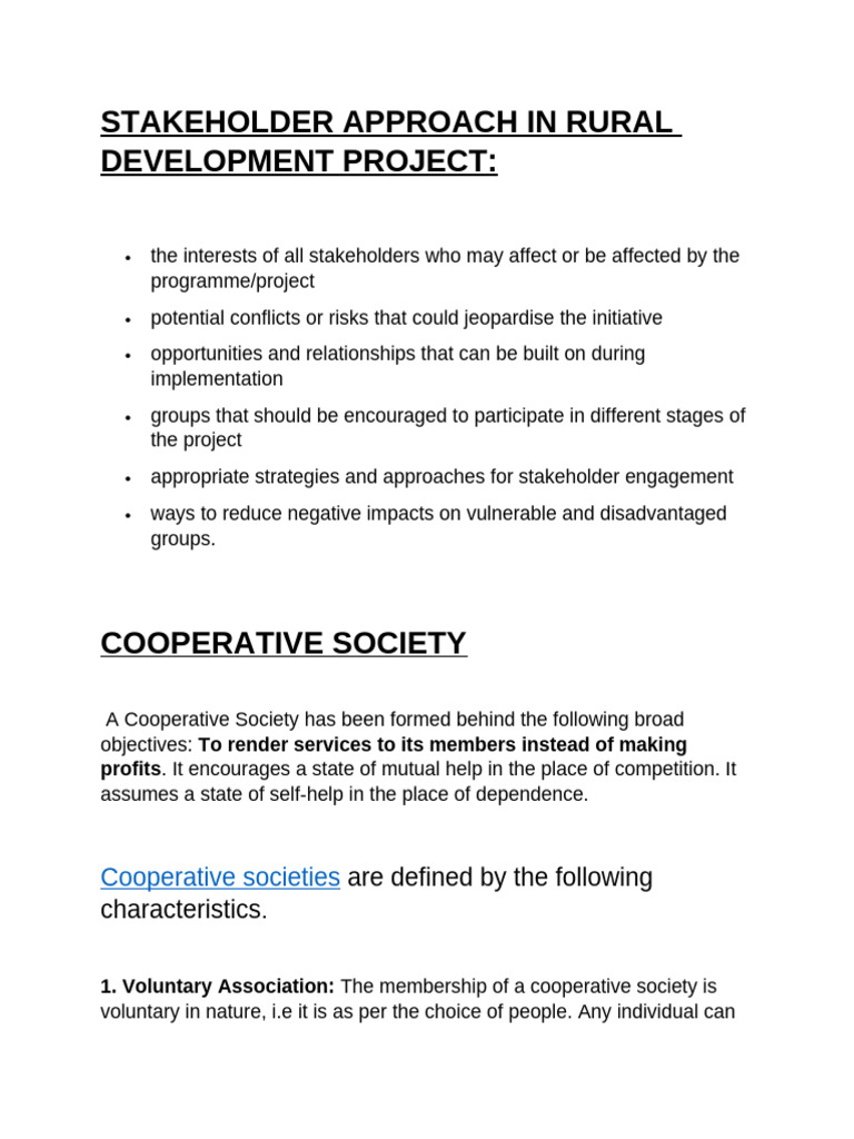 Stakeholder Engagement in Rural Development | PDF | Cooperative | Banks