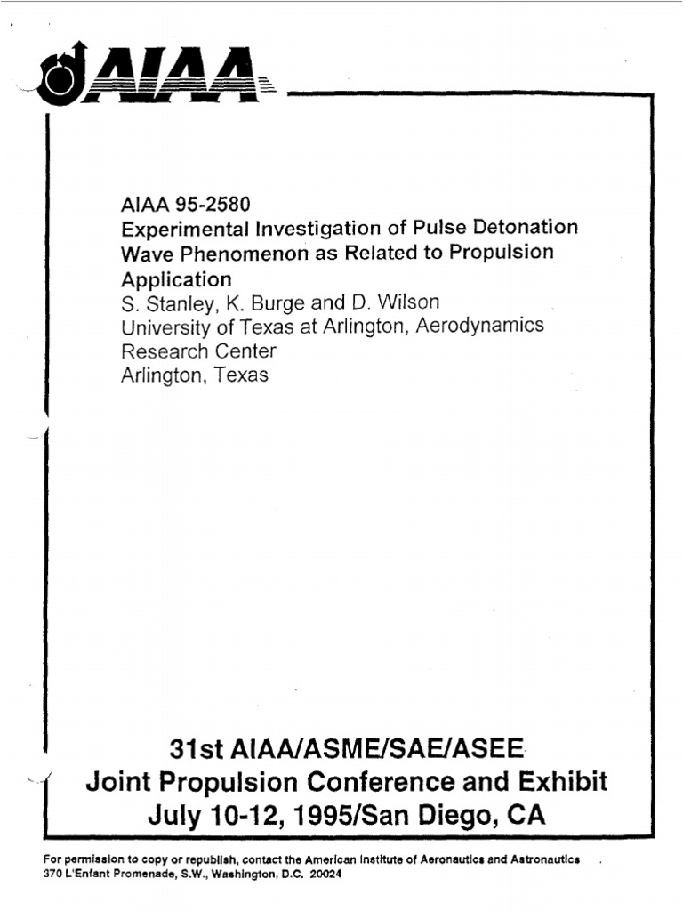 1.experimental Investigation of Pulse Detonation Wave Phenomenon. | PDF ...