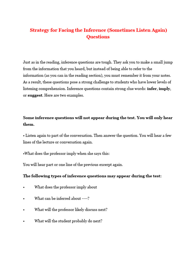 Strategies for Answering Inference Questions | PDF | Relativism ...