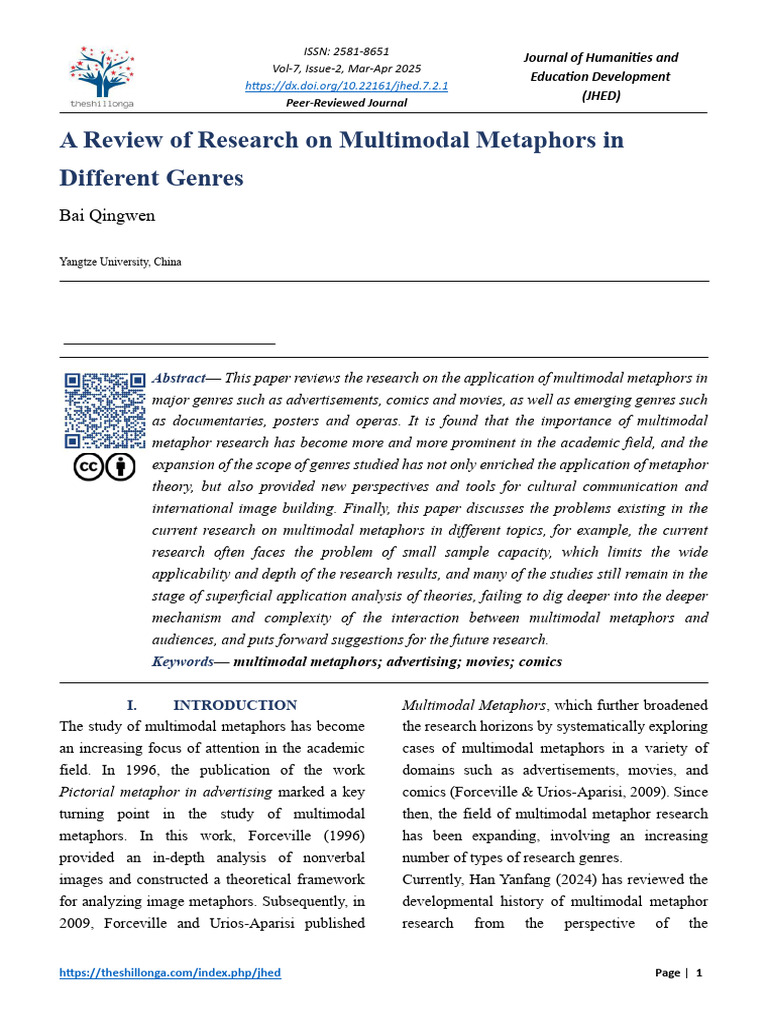 A Review of Researchon Multimodal Metaphors in Different Genres | PDF ...