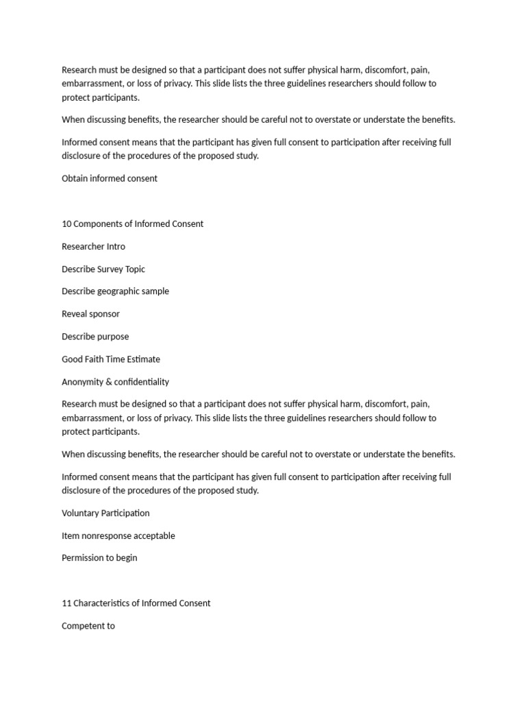 Components of Informed Consent | PDF | Deception | Informed Consent