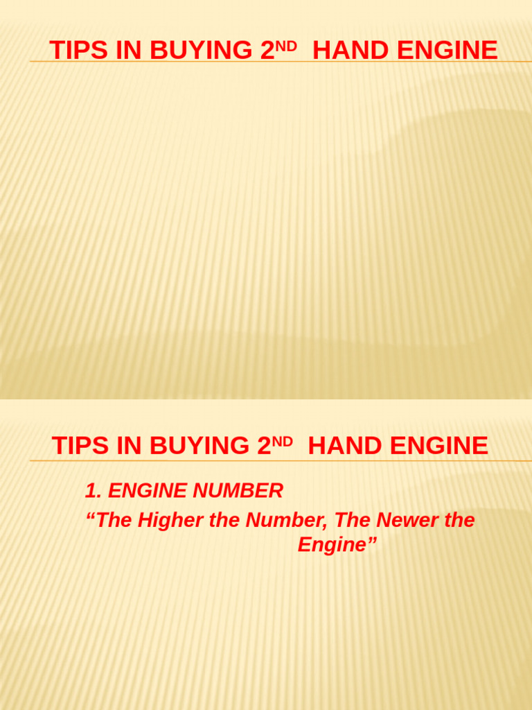 Tips in Buying 2nd Hand Engine | PDF