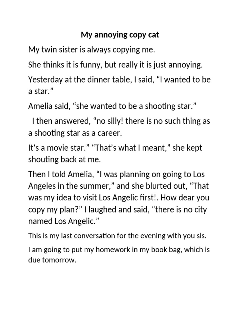 My annoying copy cat | PDF