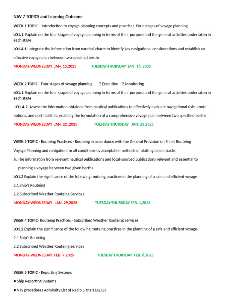 NAV 7 TOPICS and Learning Outcome | PDF | Navigation