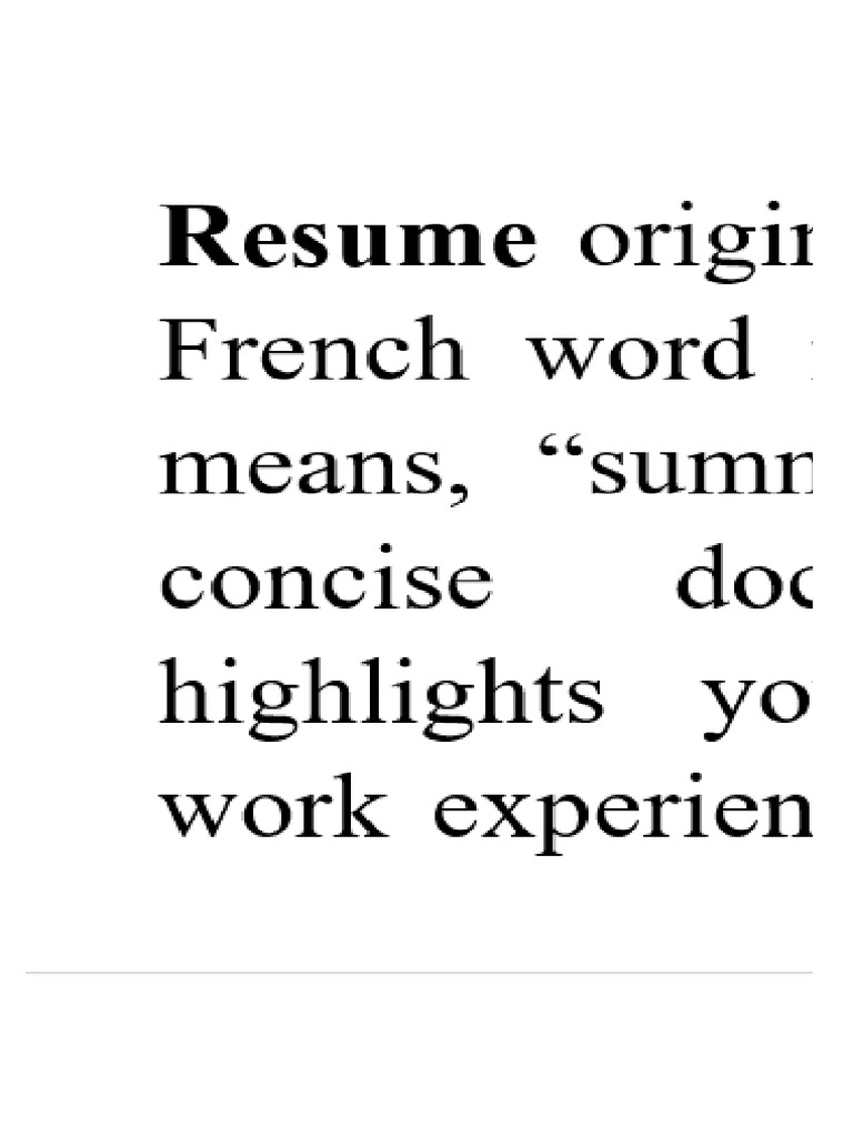 Final Definition of Resume | PDF