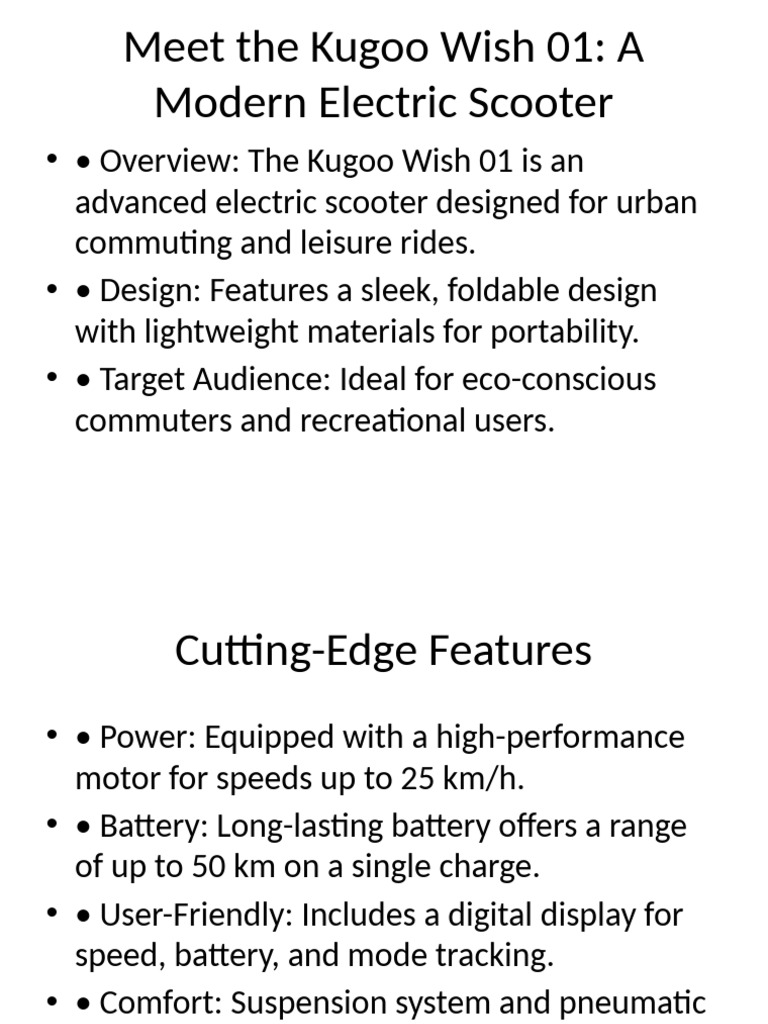 Kugoo Wish 01 Presentation | PDF
